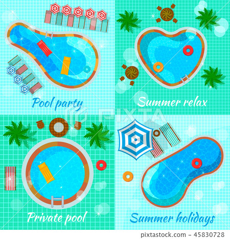 Swimming Pools Top View Concept - Stock Illustration [45830728] - PIXTA