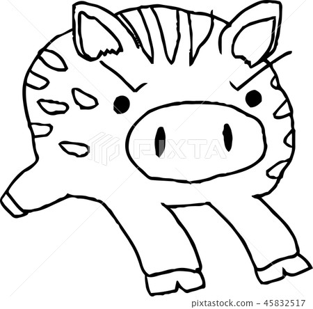 Wild boar cute doodle line drawing - Stock Illustration [45832517] - PIXTA