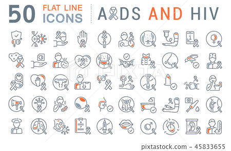 Set Vector Line Icons of AIDS and HIV.-插圖素材 [45833655] - PIXTA圖庫