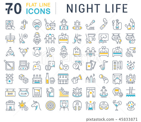 Set Vector Line Icons of Night Life. - Stock Illustration [45833871 ...