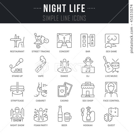 Set Vector Line Icons of Night Life. - Stock Illustration [45833874 ...
