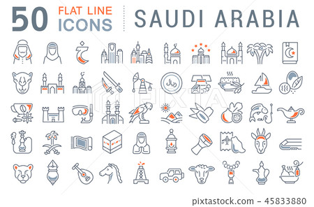 Set Vector Line Icons of Saudi Arabia. - Stock Illustration [45833880 ...