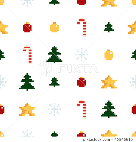 Colorful Pixel Pattern with Christmas Elements.... - Stock Illustration ...
