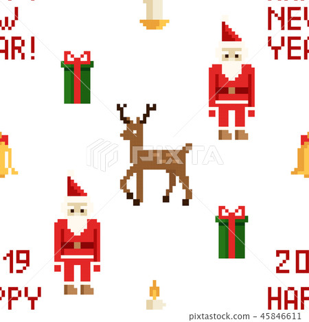 Colorful Pixel Pattern with Christmas Elements.... - Stock Illustration ...