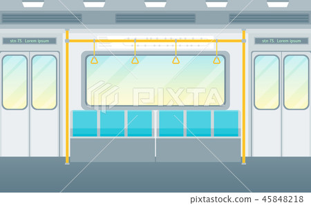 Cartoon Empty Subway Train Card Poster. Vector-插圖素材 [45848218] - PIXTA圖庫