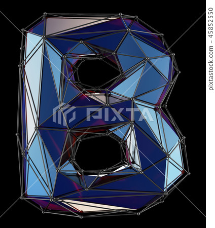 Capital latin letter B in low poly style blue... - Stock Illustration ...