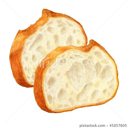 Bread french bread slice watercolor - Stock Illustration [45857605] - PIXTA