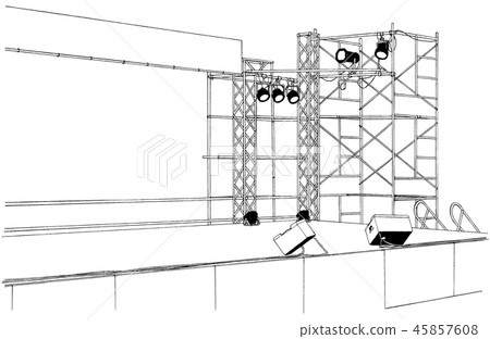 Cartoon style pen drawing illustration stage - Stock Illustration ...