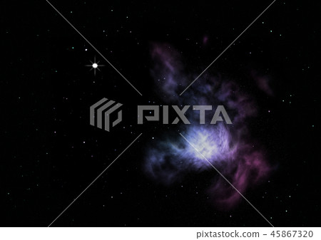 Star field in space and a nebulae. 3D rendering - Stock Illustration ...