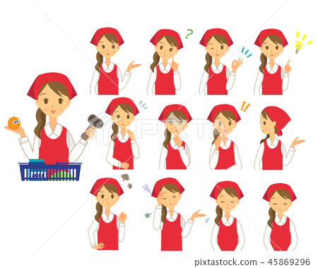 Cashier clerk various expressions and poses set - Stock Illustration ...
