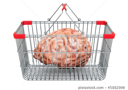 Human Brain in shopping basket, 3D rendering - Stock Illustration ...