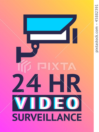 Video surveillance camera, cctv poster - Stock Illustration [45882391 ...