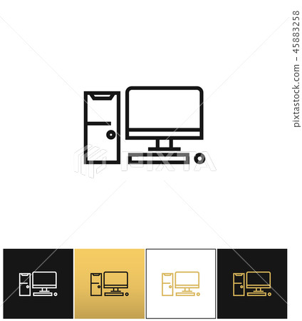 Computer desktop sign or PC vector icon - Stock Illustration [45883258 ...