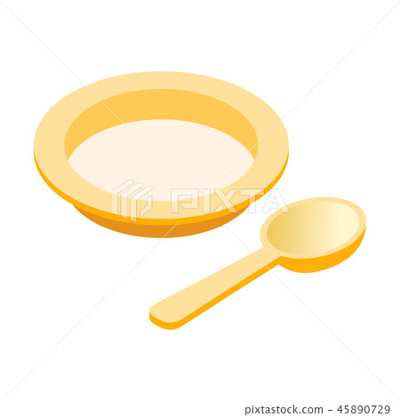 Baby plate spoon isometric 3d icon - Stock Illustration [45890729] - PIXTA