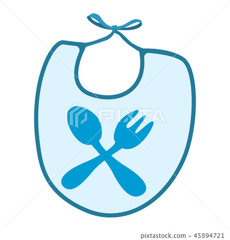 Baby bib with blue border cartoon icon - Stock Illustration [45894721 ...