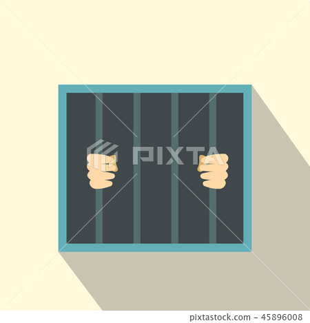 Man behind jail bars flat - Stock Illustration [45896008] - PIXTA