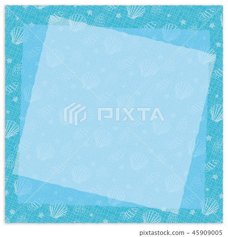 Summer frame notepad shell sea blue - Stock Illustration [45909005] - PIXTA