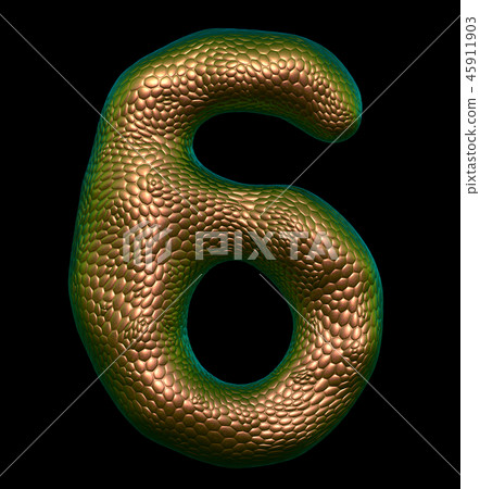 Number 6 six made of natural gold snake skin... - Stock Illustration ...
