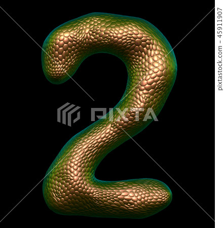Number 2 two made of natural gold snake skin... - Stock Illustration ...