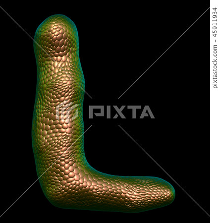 Letter L made of natural gold snake skin... - Stock Illustration ...