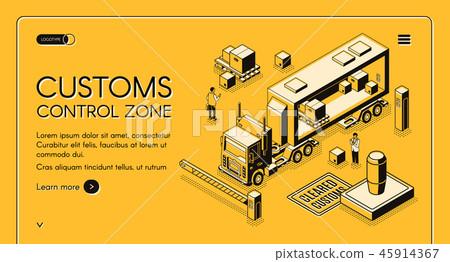 Customs control zone isometric vector website - Stock Illustration ...