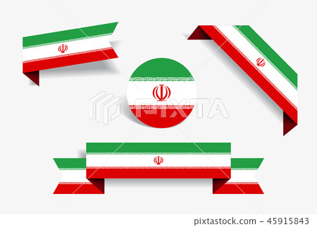 Iranian flag stickers and labels. Vector... - Stock Illustration ...