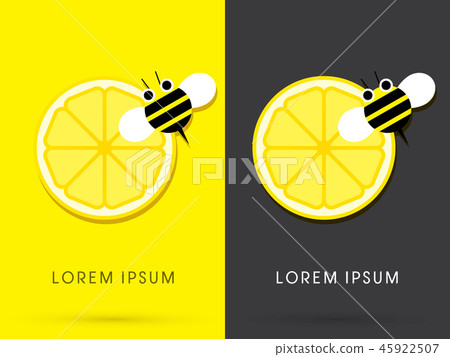 Lemon and bee graphic vector.-插圖素材 [45922507] - PIXTA圖庫