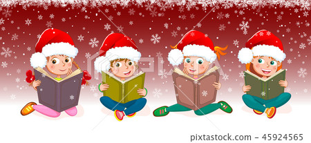 Kids with books for Christmas-插圖素材 [45924565] - PIXTA圖庫
