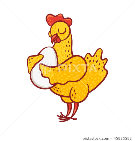 Vector illustration of hen standing and hugging... - Stock Illustration ...