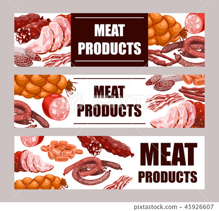 Meat Products Banners - Stock Illustration [45926607] - PIXTA