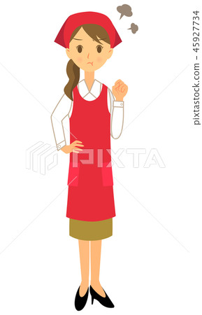 Woman clerk in apron is angry full body - Stock Illustration [45927734 ...