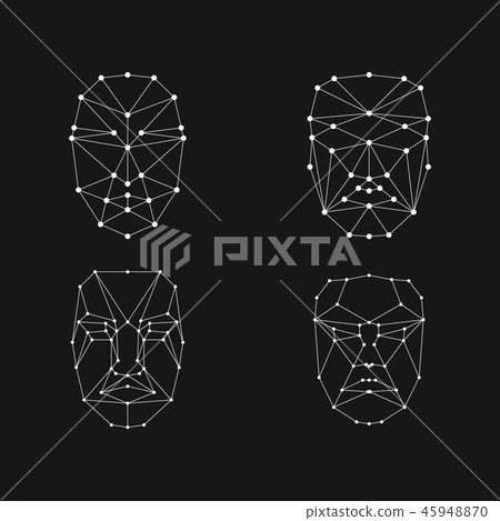 face recognition grid set - Stock Illustration [45948870] - PIXTA