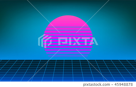 retro neon sun background - Stock Illustration [45948878] - PIXTA
