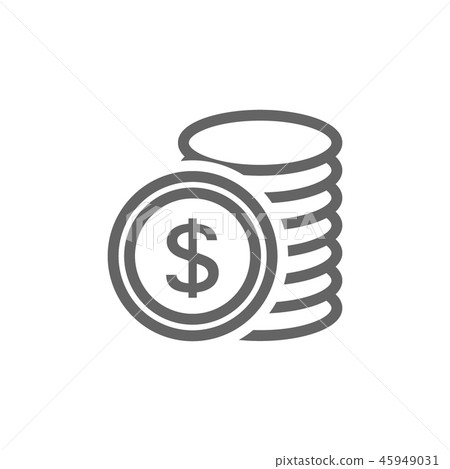 Simple coins line icon. Symbol and sign... - Stock Illustration ...