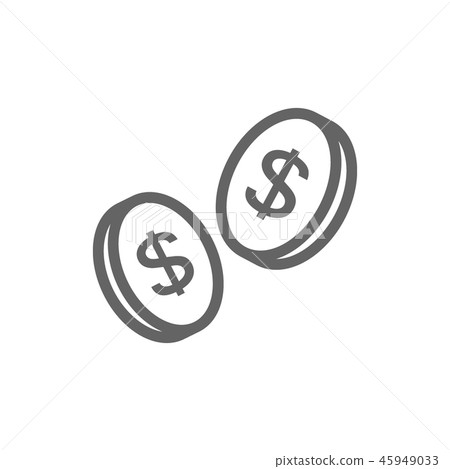 Simple coins line icon. Symbol and sign... - Stock Illustration ...