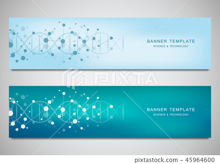 Vector banners and headers for site with DNA... - Stock Illustration ...