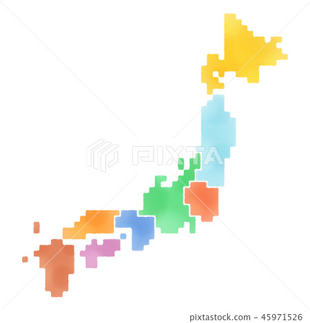 Japan dot map by area division (rough... - Stock Illustration [45971526 ...
