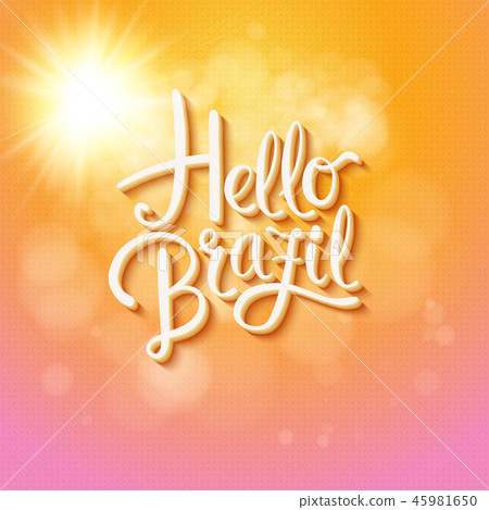 Bright colorful Hello Brazil poster or card design - Stock Illustration ...