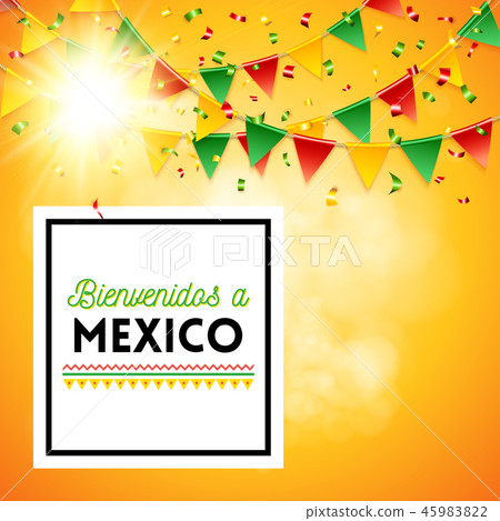 Welcome to Mexico poster with sunny background - Stock Illustration ...