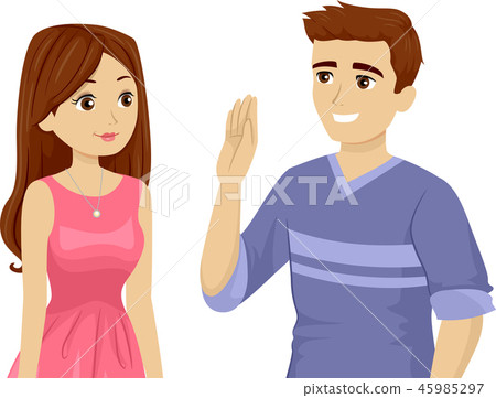 Teen Guy Promise Girl Couple Illustration - Stock Illustration ...