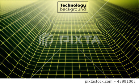 Wireframe landscape.Technology background - Stock Illustration ...