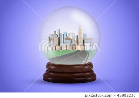 3d rendering of a crystal ball with a road... - Stock Illustration ...