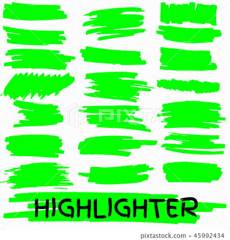 Green watercolor hand drawn highlight set - Stock Illustration ...