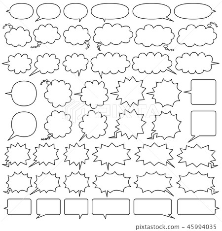 Six kinds of cartoon-style balloon basics (line... - Stock Illustration ...