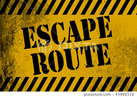 Escape route sign yellow with stripes - Stock Illustration [45998319 ...