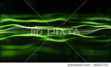 Digital green color wave abstract background - Stock Illustration ...