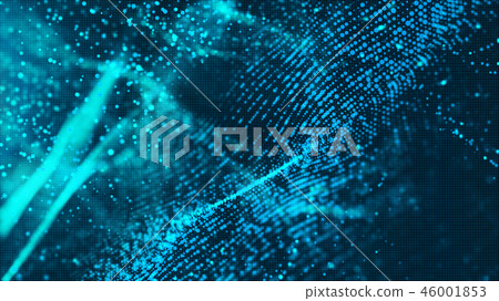 Digital blue color wave particles abstract - Stock Illustration ...