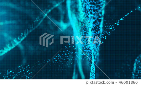 Digital blue color wave particles abstract - Stock Illustration ...