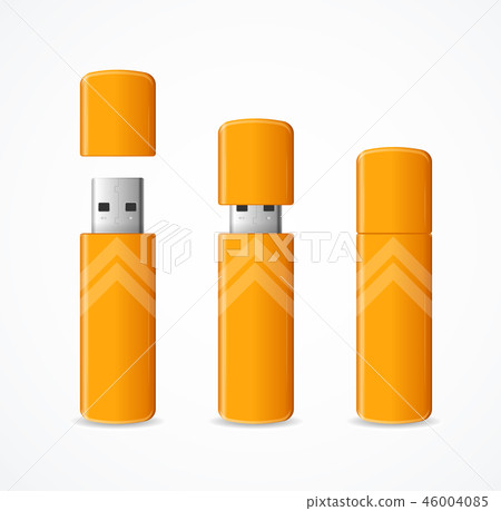 Realistic 3d Detailed Yellow USB Flash Drive... - Stock Illustration ...