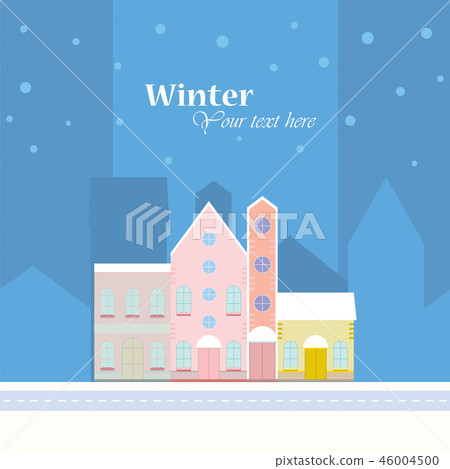 Winter background.House buildings in winter time - Stock Illustration ...